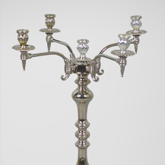 Silver Five Branch Tall Table Candelabra - West Coast Event Productions ...